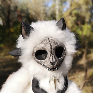 Fluffy Skeleton Spooky Plush Animal Skull Doll Gothic Room Decor Ooak ...