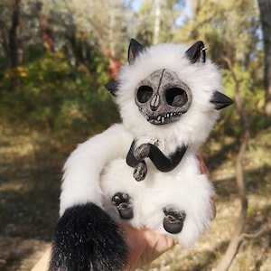 Fluffy Skeleton Spooky Plush Animal Skull Doll Gothic Room Decor Ooak ...