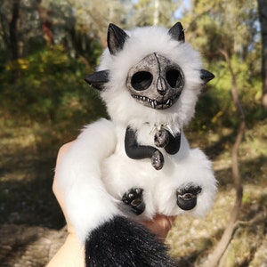 Fluffy Skeleton Spooky Plush Animal Skull Doll Gothic Room Decor Ooak ...