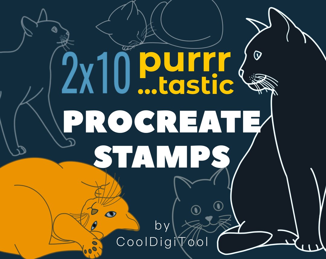 Procreate Animal Stamps: 20 Cat Brushes for Procreate App on iPad - Etsy