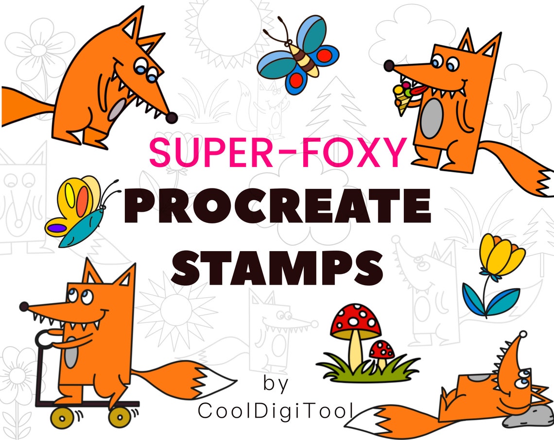 Procreate Cartoon Brushes: 26 Funny Stamps / Digital Templates for ...