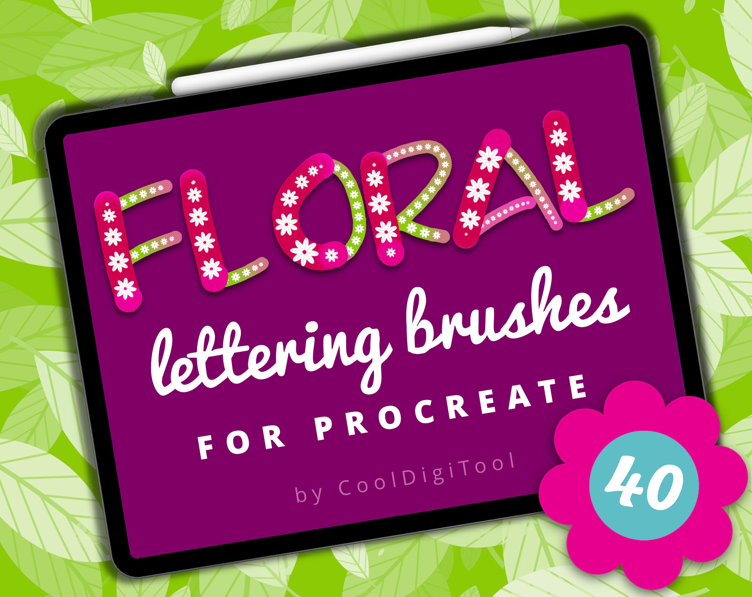 Floral Lettering Brushes: 44 Ornament, Pressure-sensitive Calligraphy ...