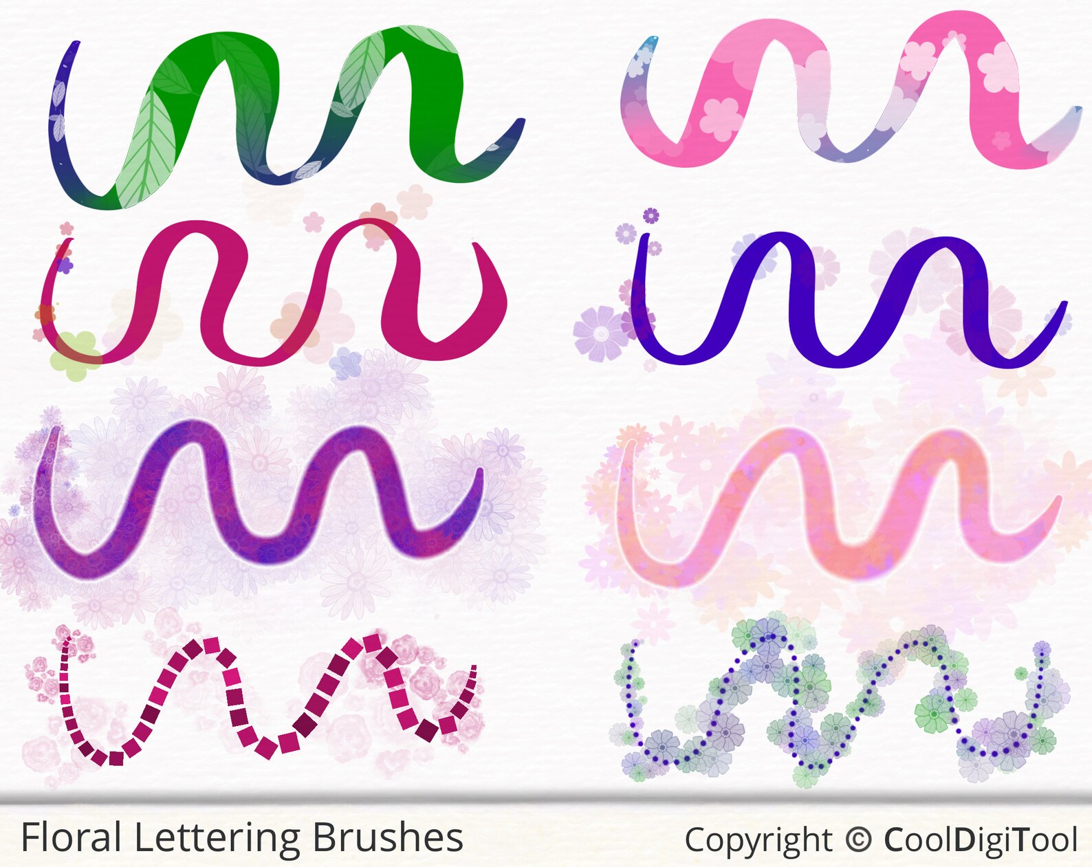 Floral Lettering Brushes: 44 Ornament, Pressure-sensitive Calligraphy ...