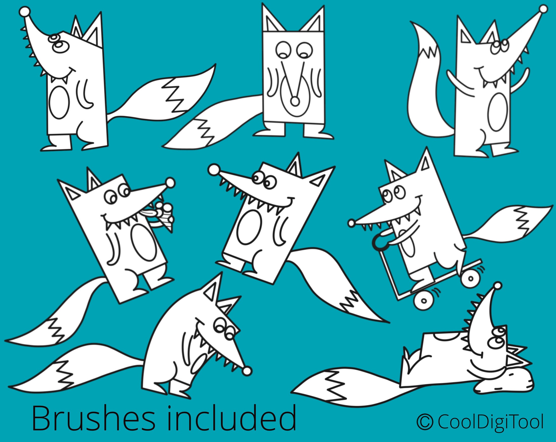 Procreate Cartoon Brushes: 26 Funny Stamps / Digital Templates for ...