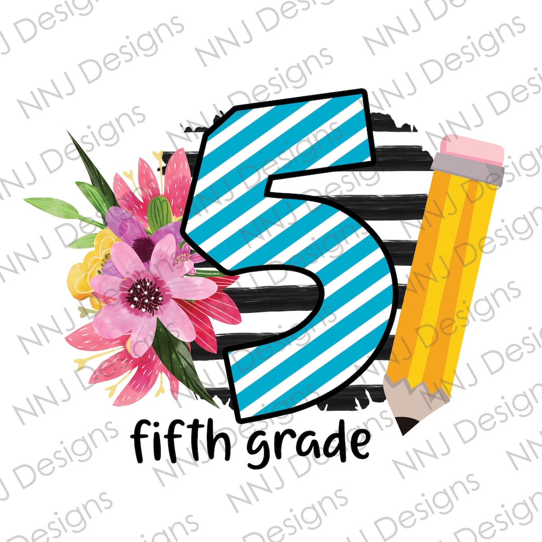 Back to School Fifth Grade PNG Sublimation Designs Digital Download ...