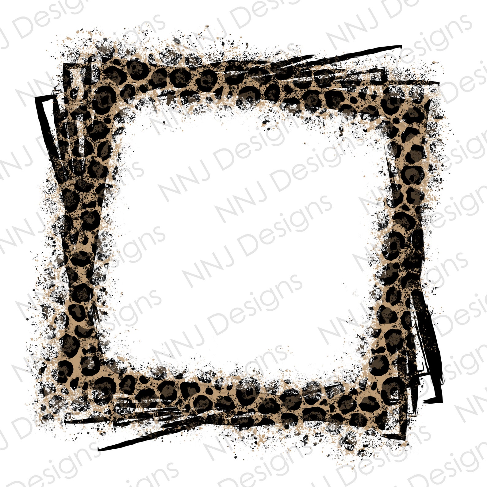 Leopard Print Splatter Frame PNG Sublimation Designs Splash | Etsy