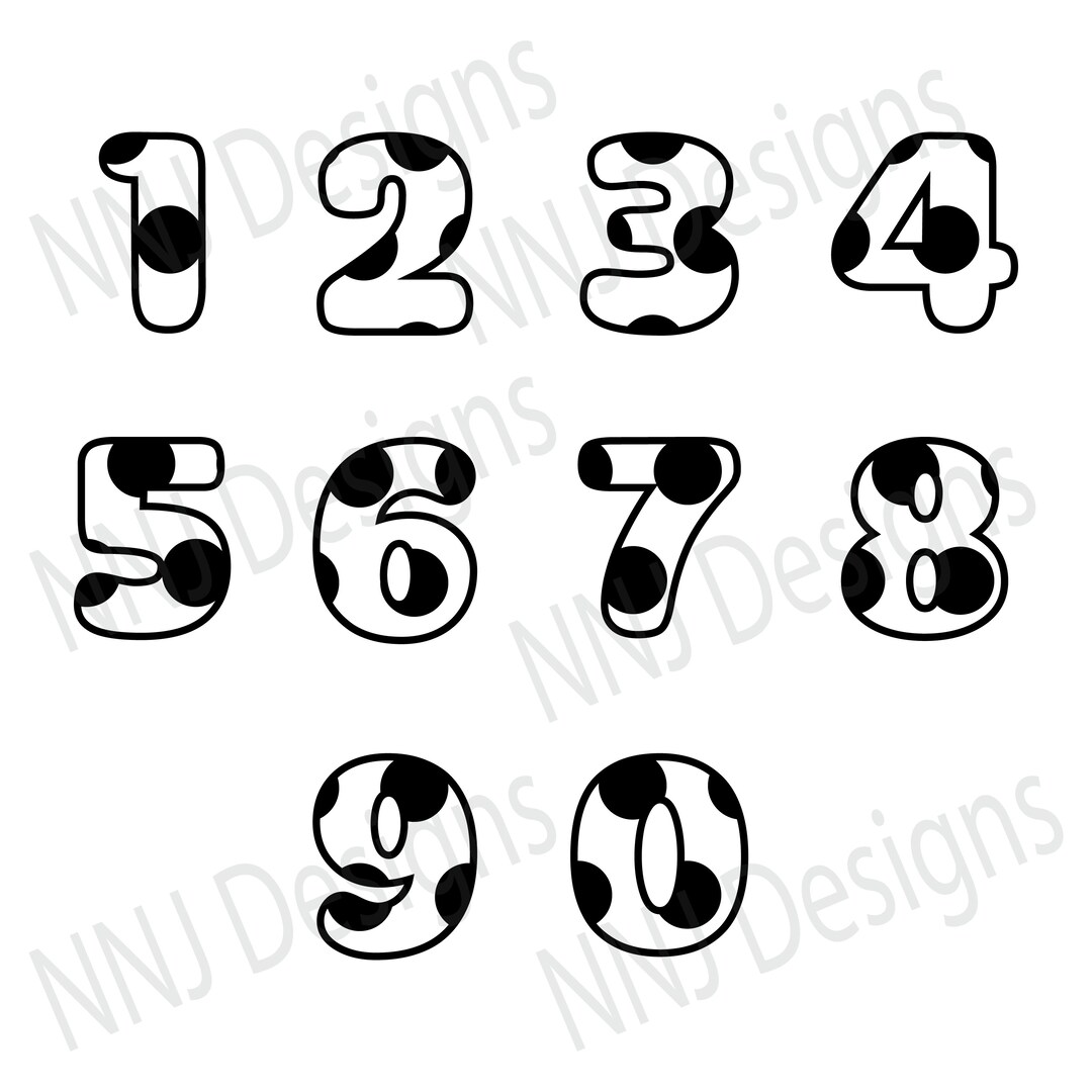 Numbers SVG Bundle Polka Dot Pattern Numbers 0 to 9 Birthday Party Font ...