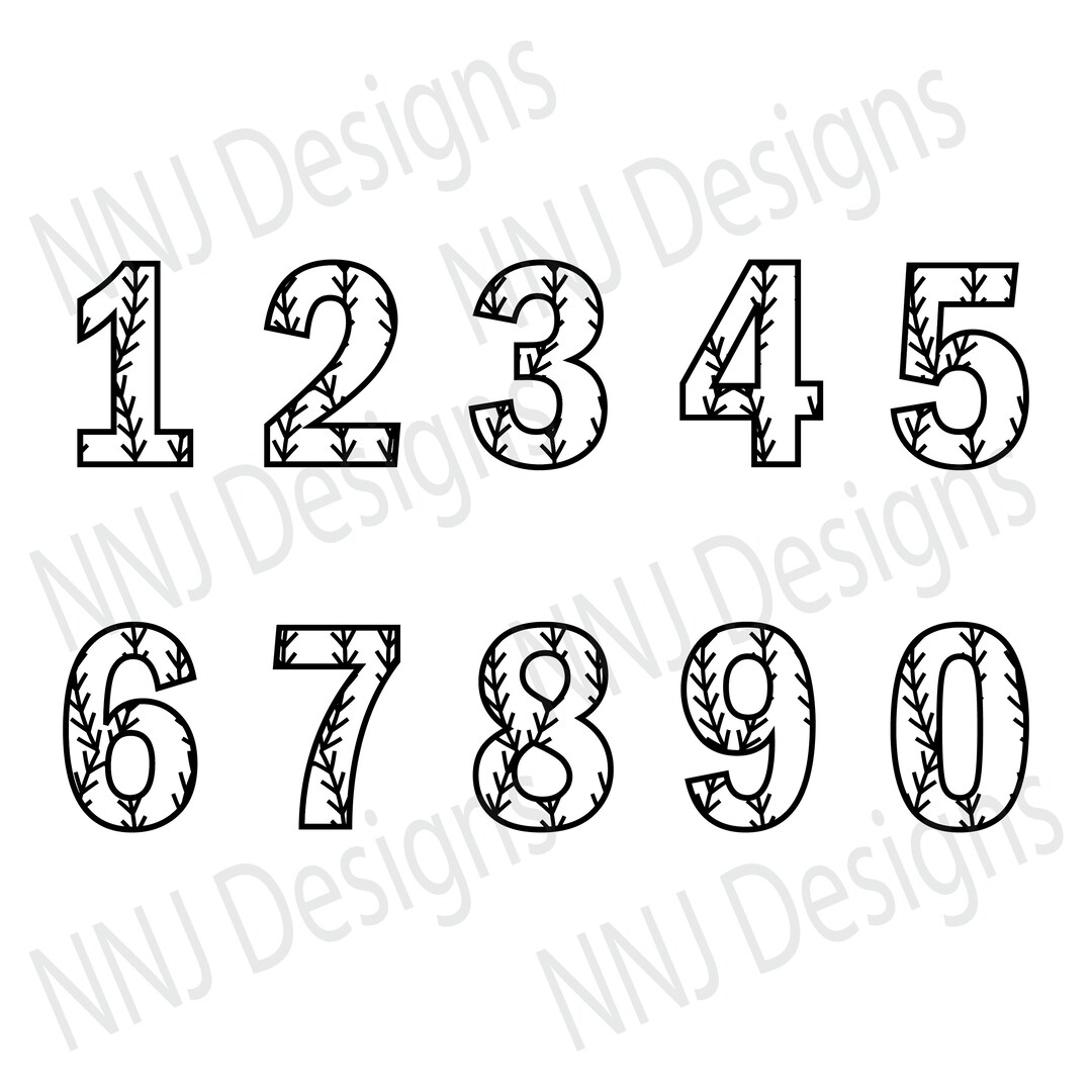 Numbers SVG Bundle Grass Leaves Pattern Numbers 0 to 9 Birthday Party ...
