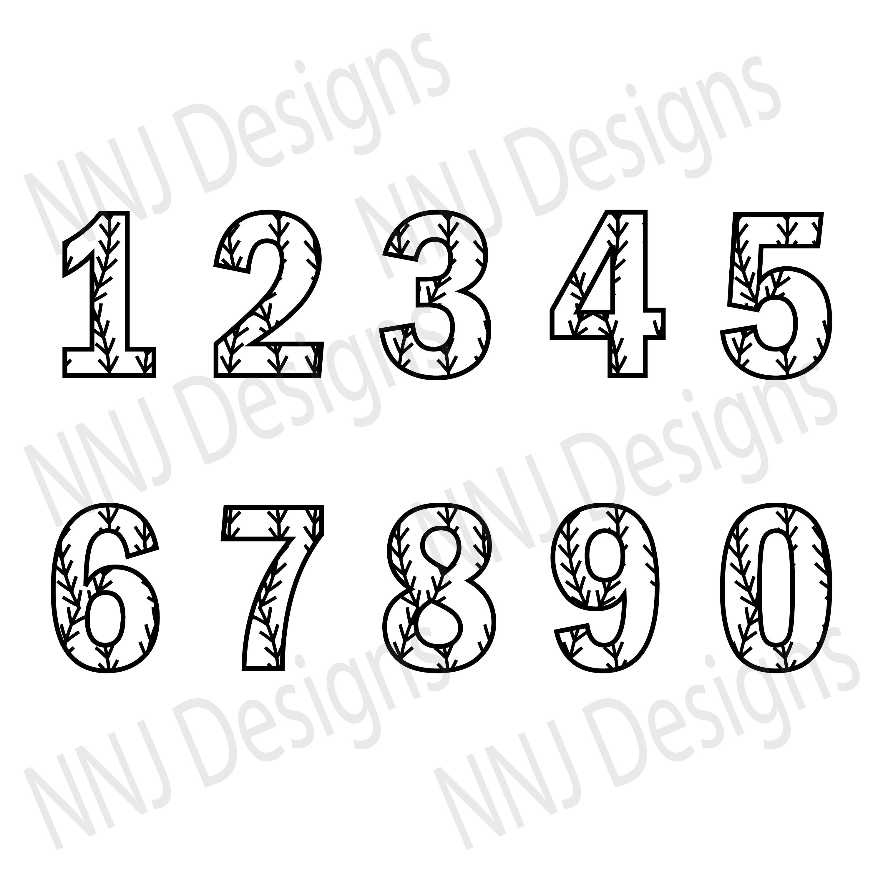 Numbers SVG Bundle Grass Leaves Pattern Numbers 0 to 9 | Etsy