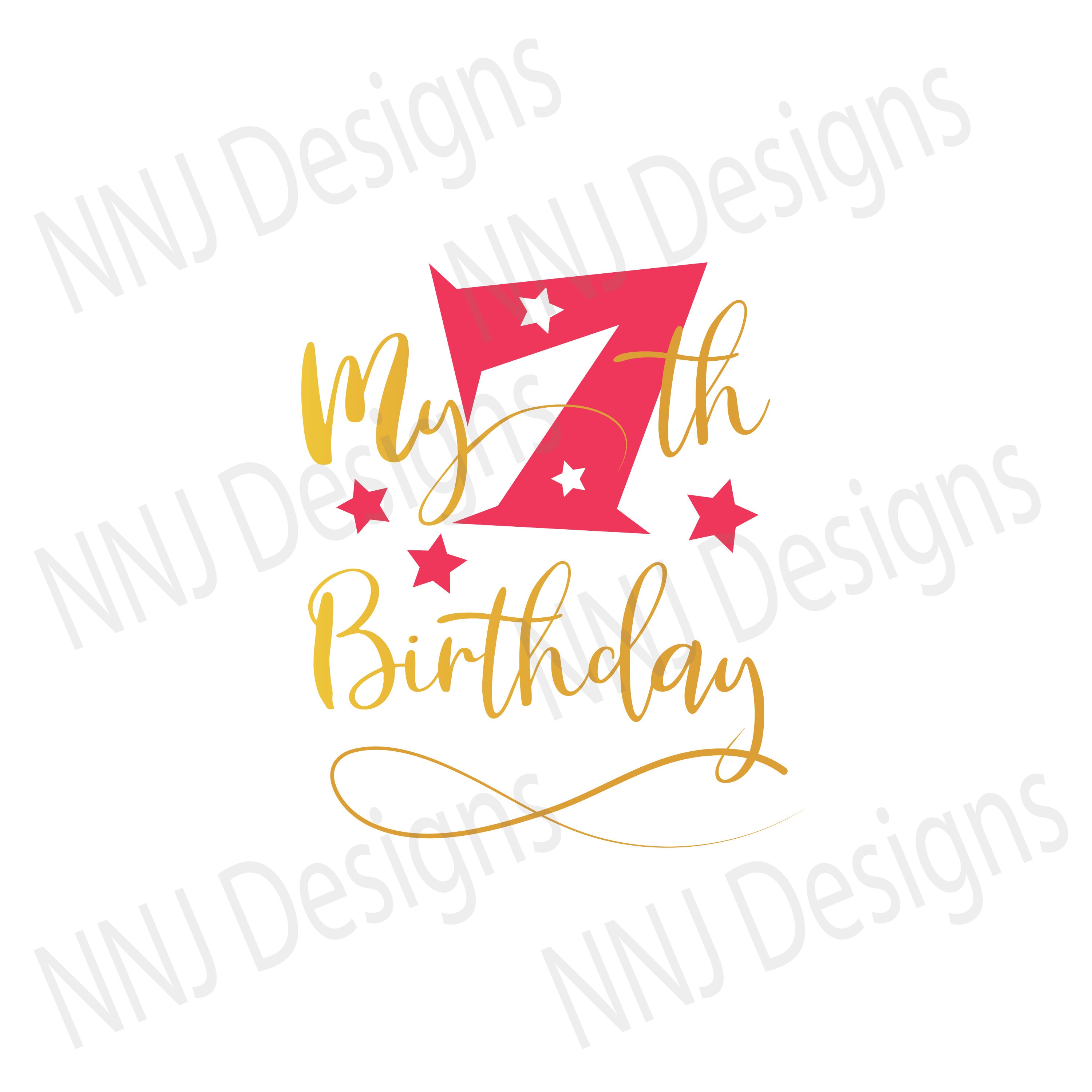 My 7th Seventh Birthday SVG Seven Year Old Party Boy Girl Kids | Etsy