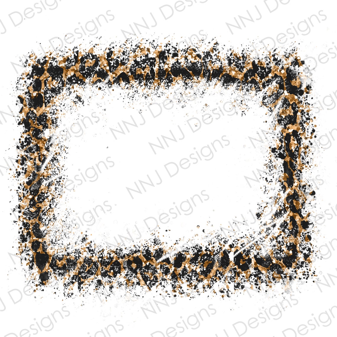 Distressed Leopard Print Splatter Frame PNG Sublimation - Etsy