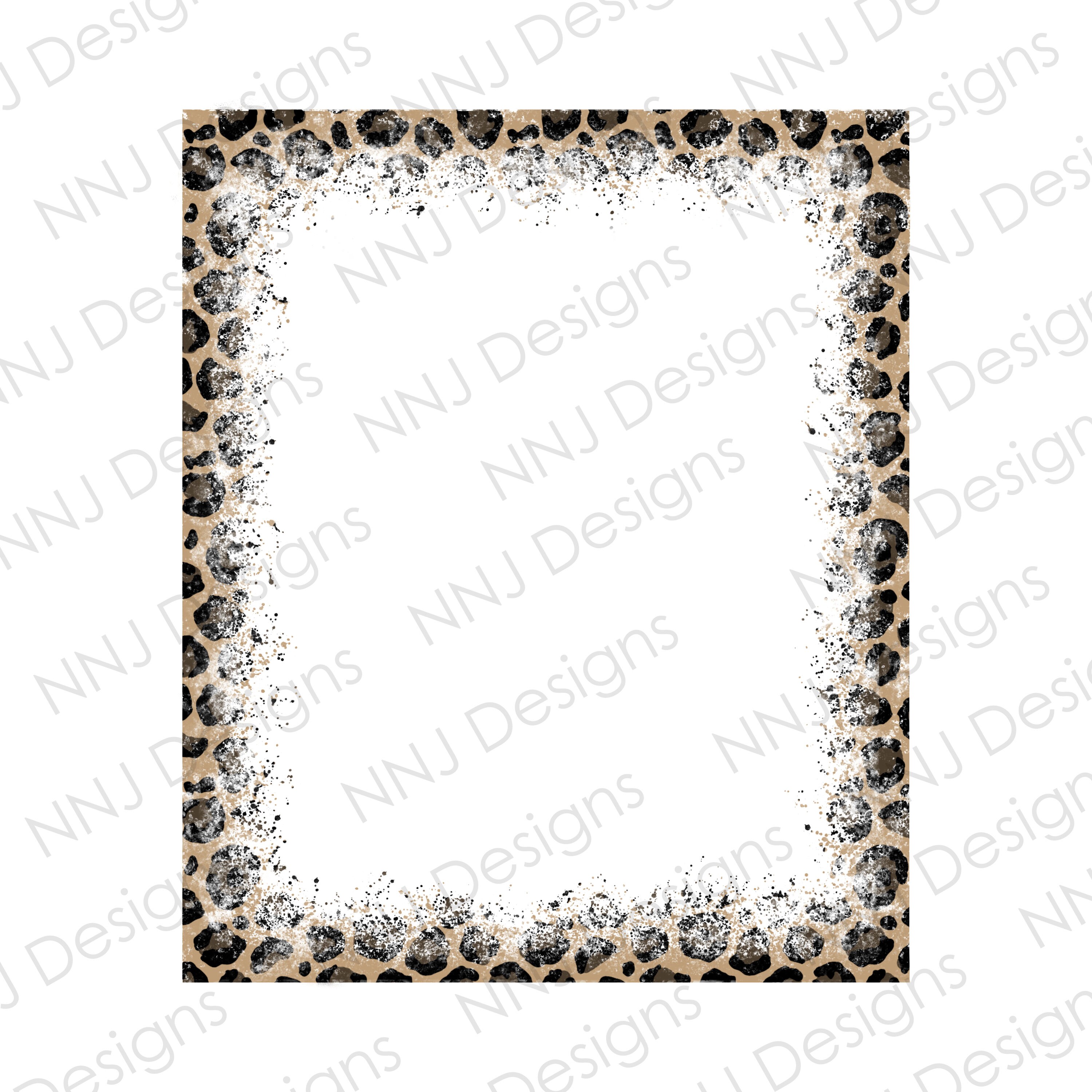 Leopard Print Splatter Rectangle Frame PNG Sublimation Designs Splash ...