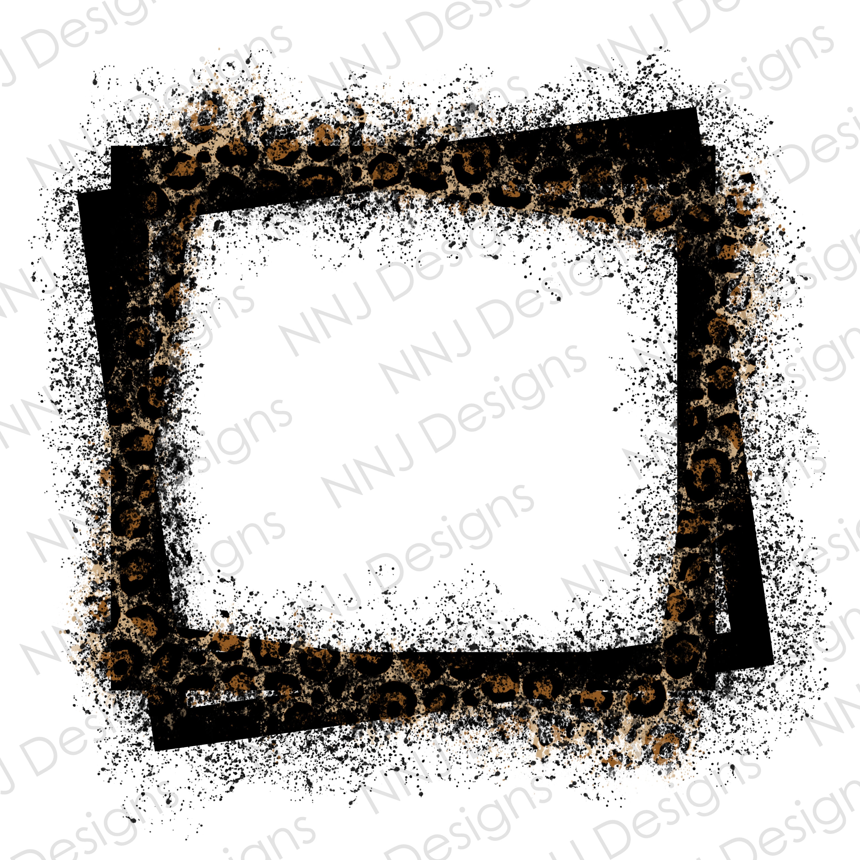 Distressed Leopard Print Frame PNG Sublimation Designs Splatter Splash ...