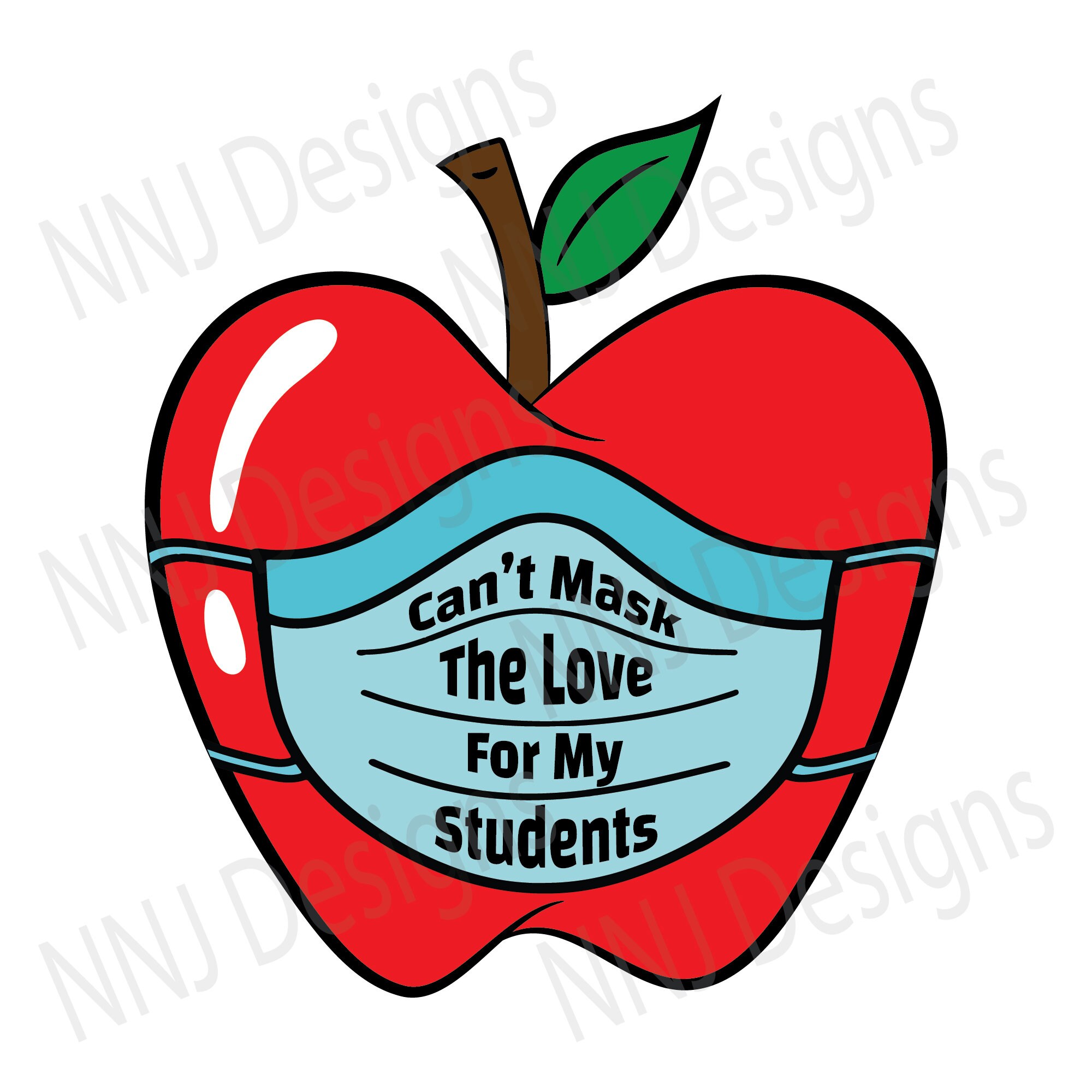 Can't Mask the Love for My Students SVG Apple Back to | Etsy
