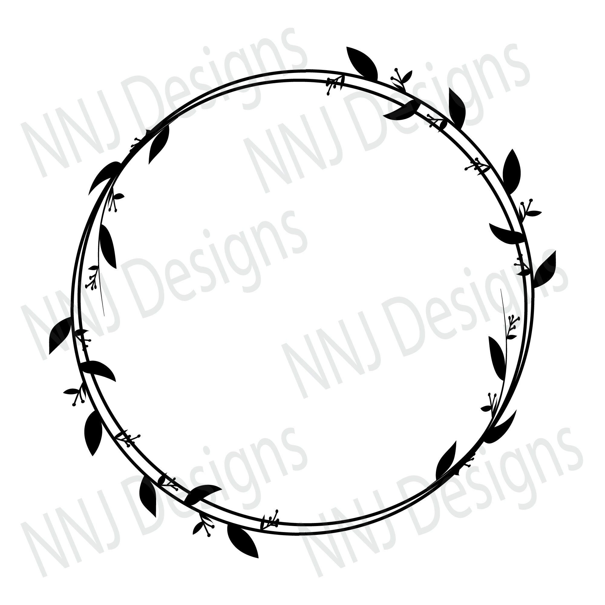 Laurel Wreath SVG Round Circle Monogram Frame Leaves Leaf | Etsy