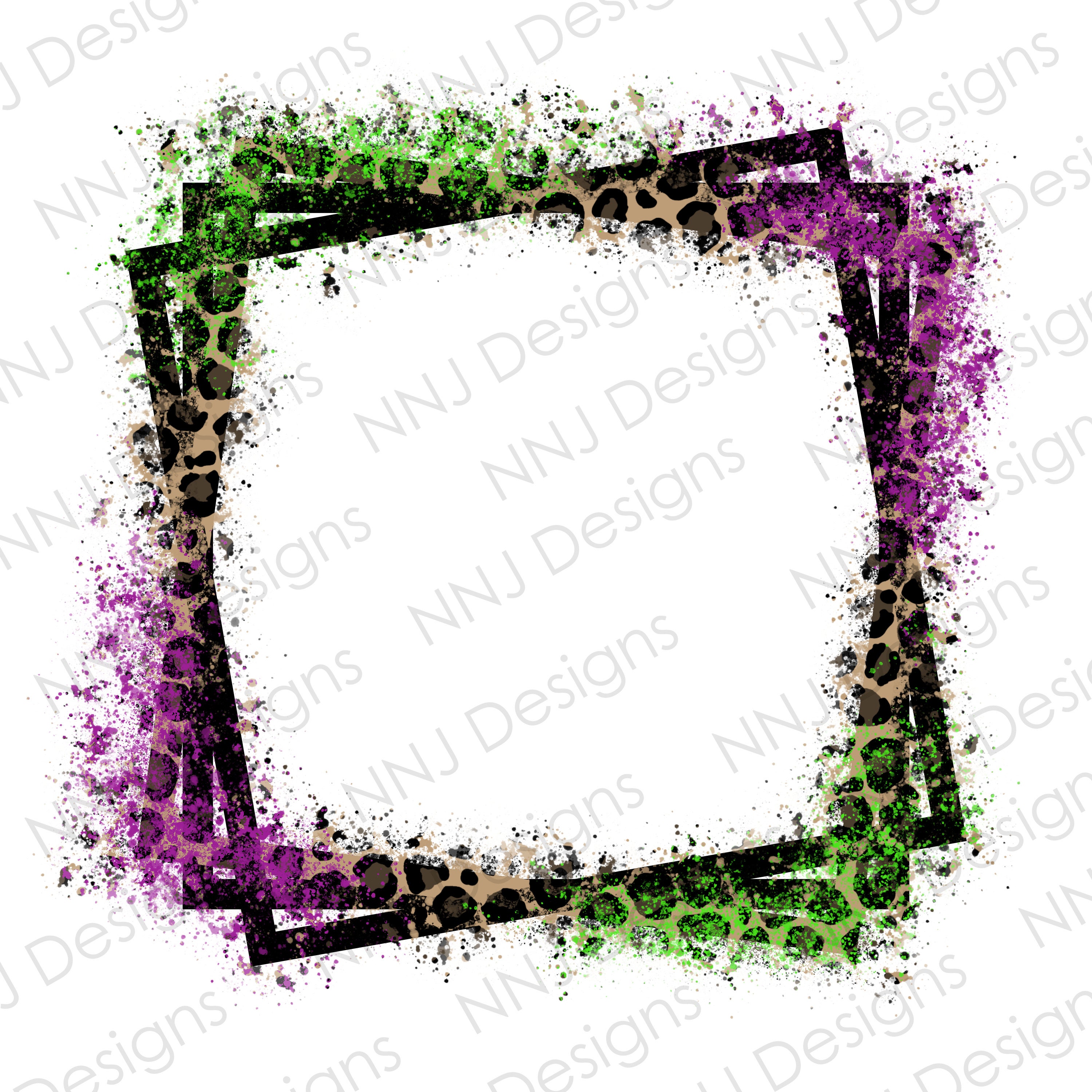 Leopard Print Splatter Frame PNG Sublimation Designs Splash | Etsy