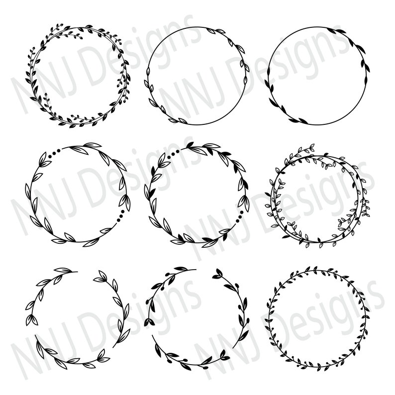 Laurel Wreath SVG Bundle: Floral Monogram Frame (digital Download) - Etsy