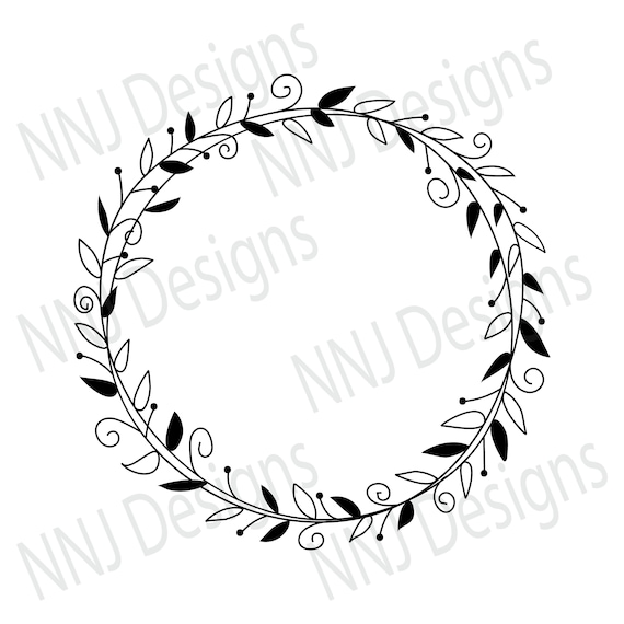 Laurel Wreath SVG Círculo redondo Monogram marco Hojas Hoja - Etsy México
