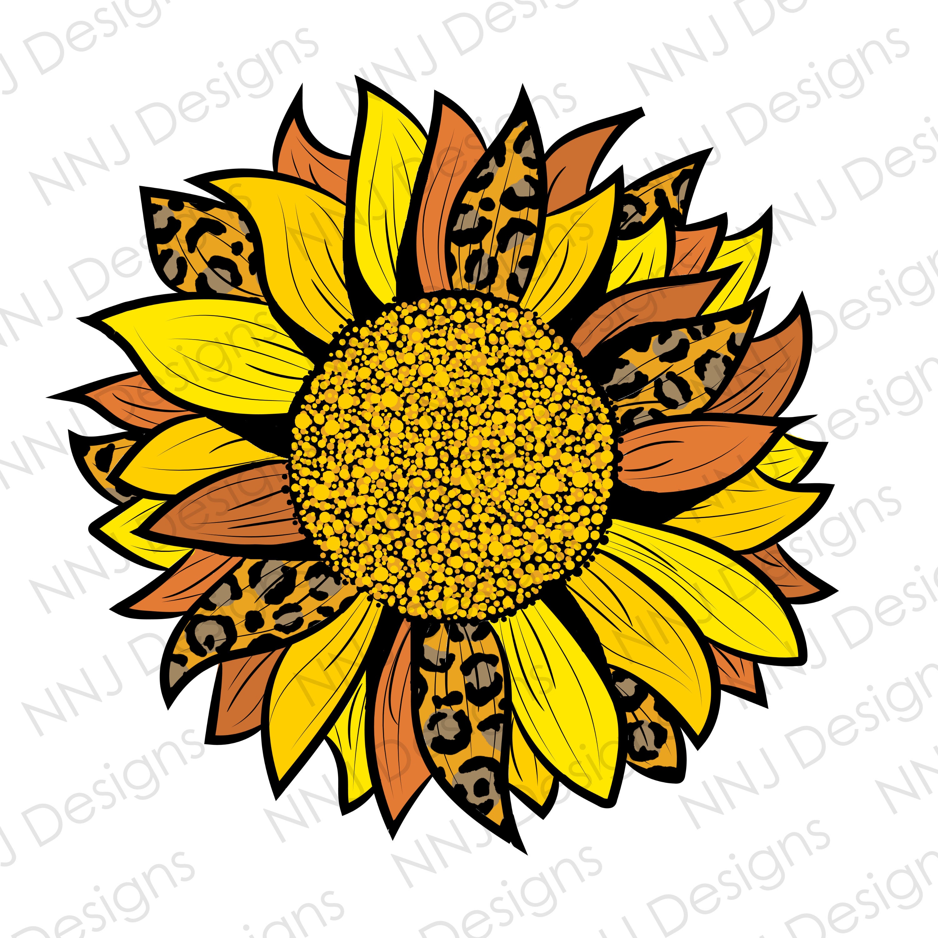 Leopard Sunflower PNG Sublimation Designs Flower Clip Art | Etsy
