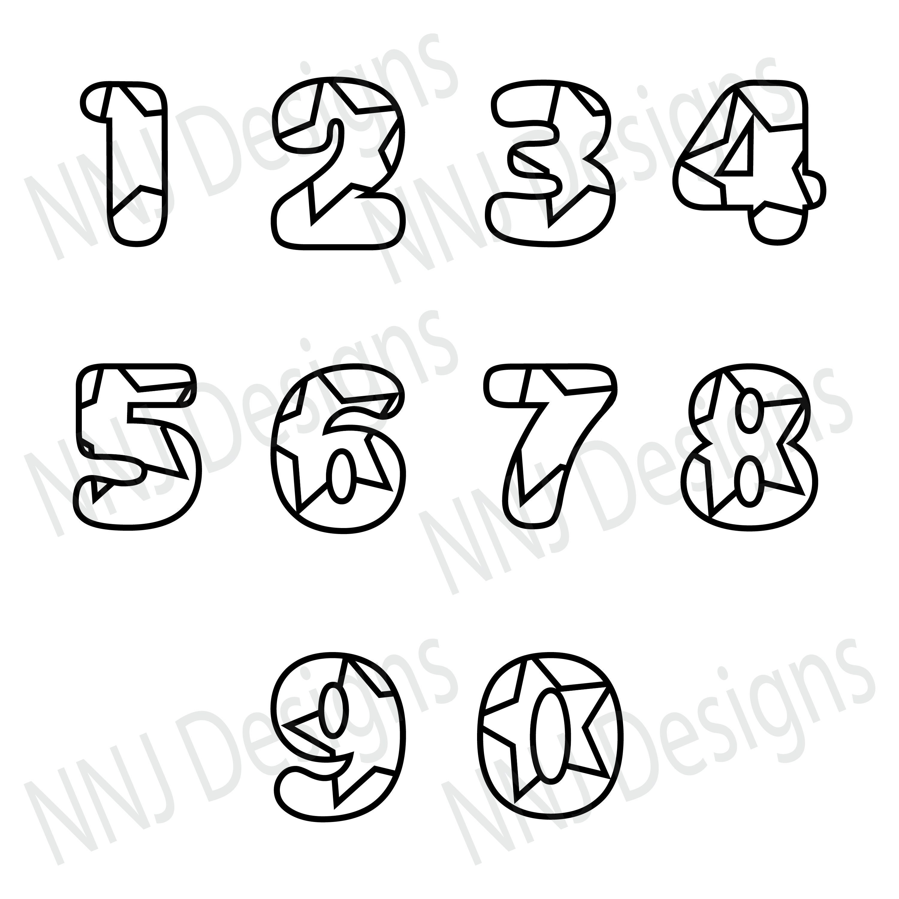 Numbers SVG Bundle Files for Cricut Star Pattern Numbers 0 to - Etsy