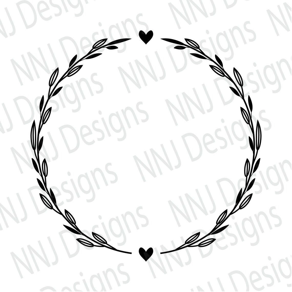 Laurel Leaf Wreath SVG Circle Leaves Frame Round Monogram | Etsy
