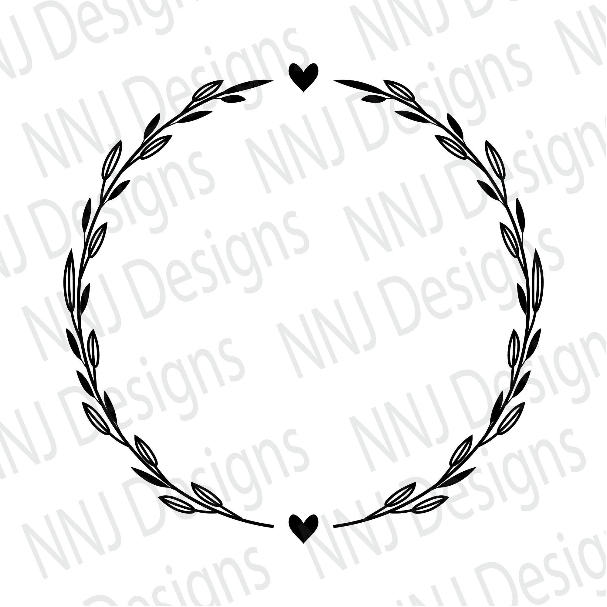 Laurel Leaf Wreath SVG Circle Leaves Frame Round Monogram | Etsy