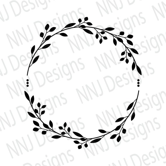 Laurel Leaf Wreath SVG Circle Leaves Frame Round Monogram Cut - Etsy