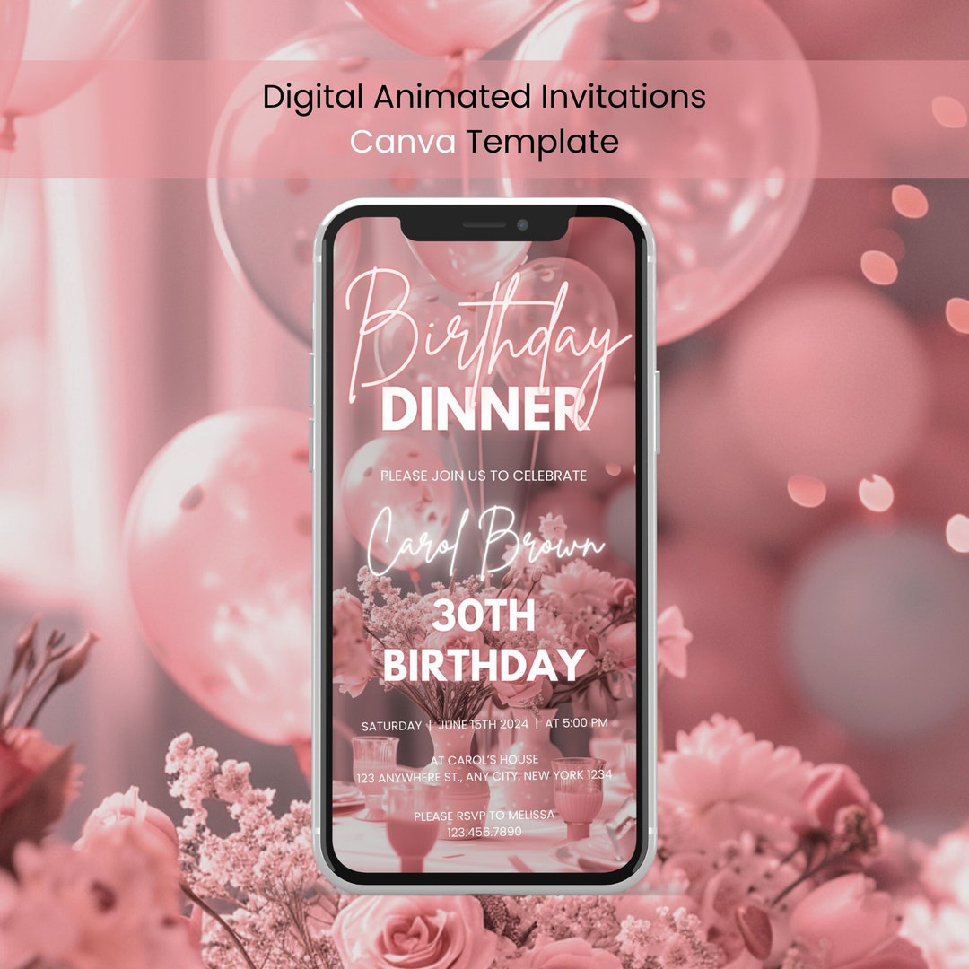 Digital Birthday Invitation Template Animated Video Birthday Party ...