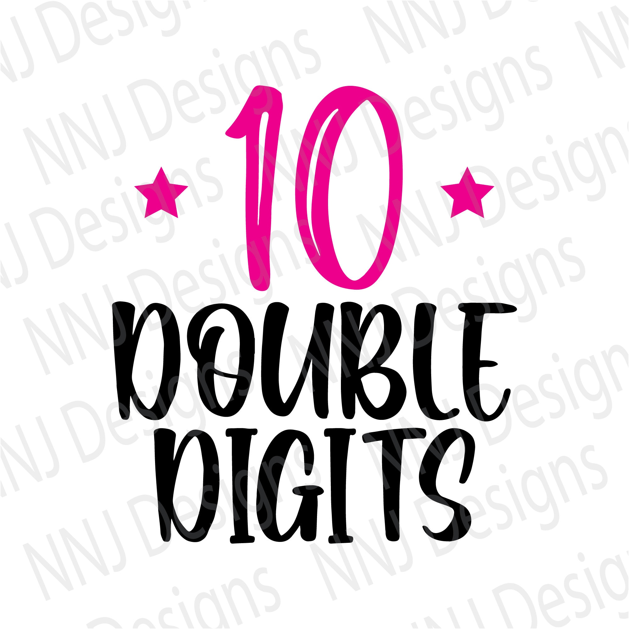 Double Digits SVG 10th Birthday Girl 10 Years Old Kids Quote | Etsy