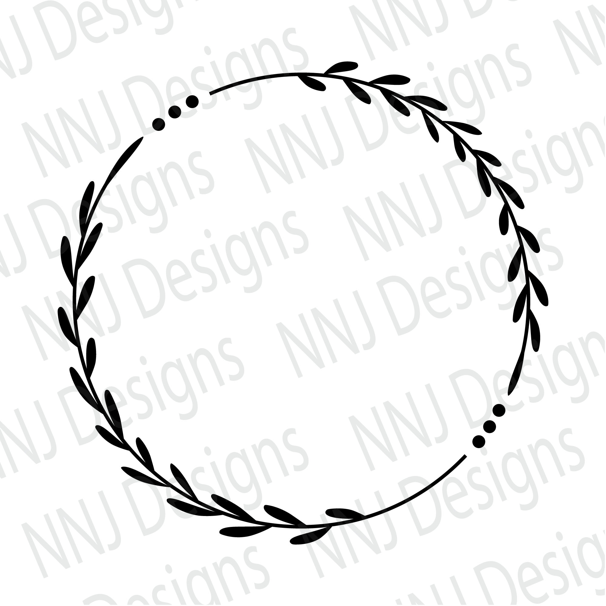 Laurel Wreath SVG Round Circle Monogram Frame Floral Leaves - Etsy