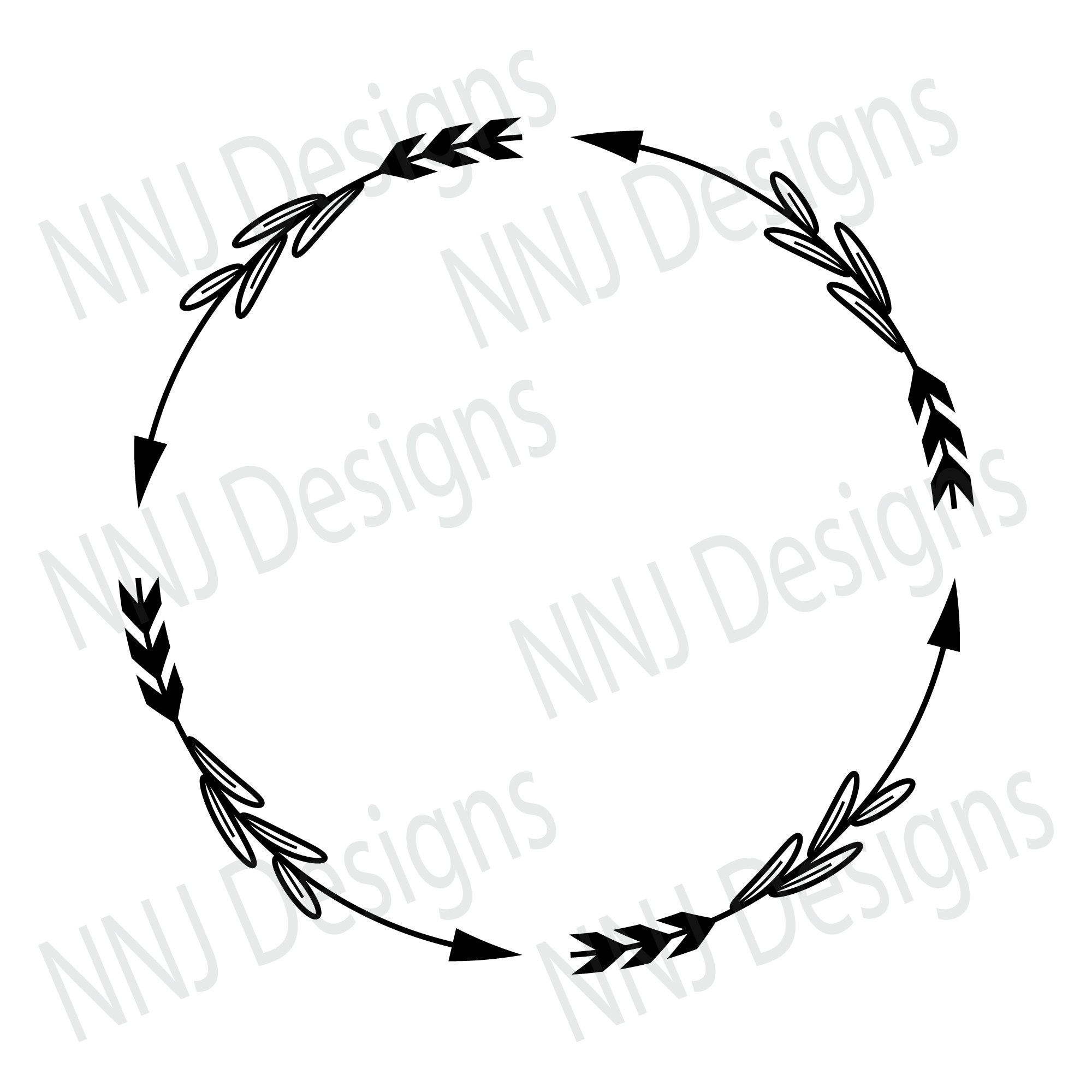 Circle Arrow SVG Leaf Krans ronde Monogram Frame Silhouet Cricut ...