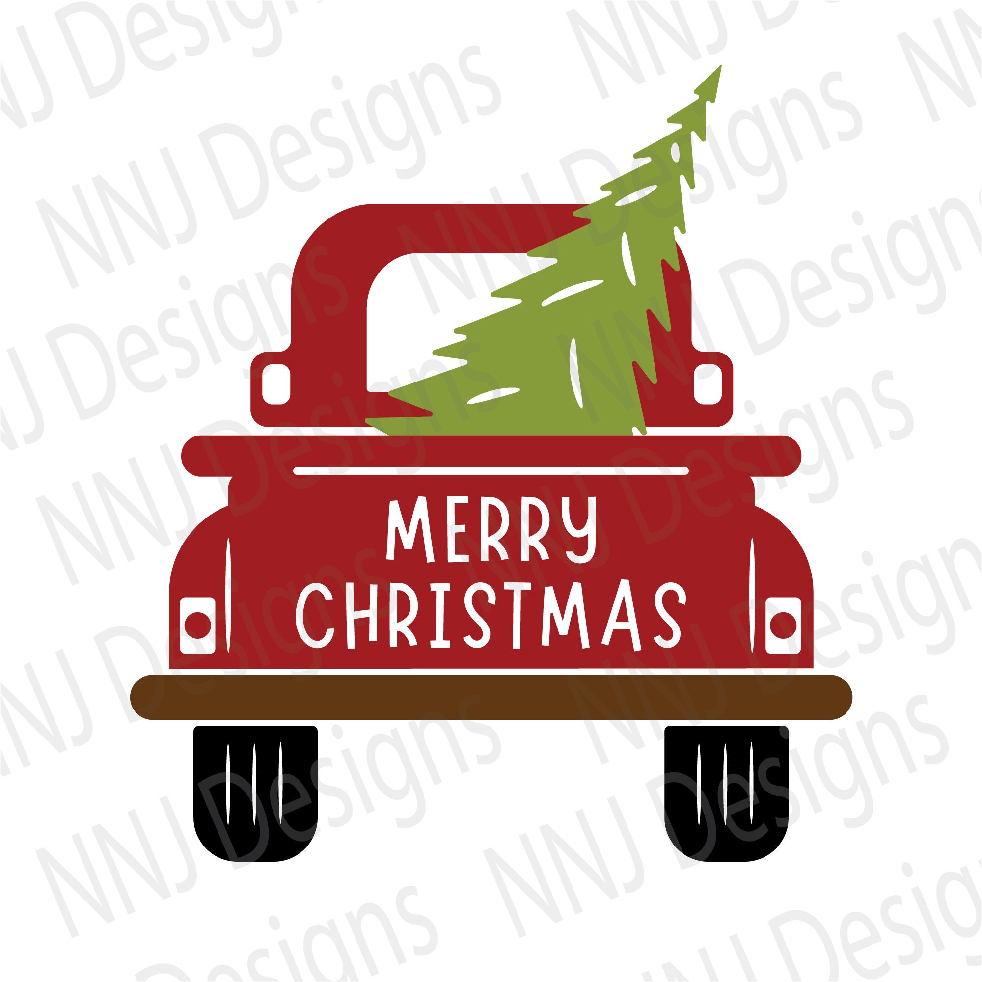 Christmas Truck With Tree SVG Merry Christmas Clipart | Etsy