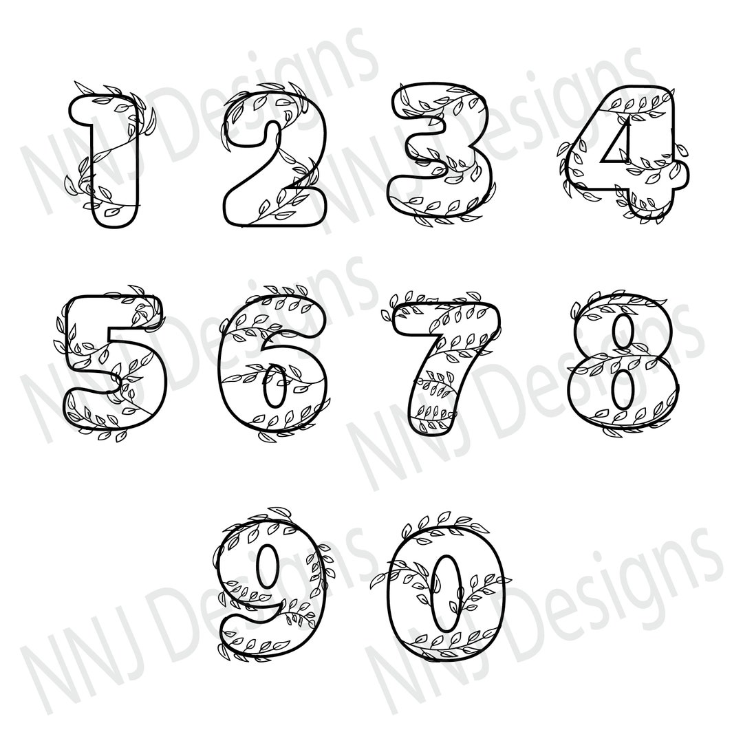 Numbers SVG Bundle Files for Cricut Leaves Wreath Numbers 0-9 Leaf ...
