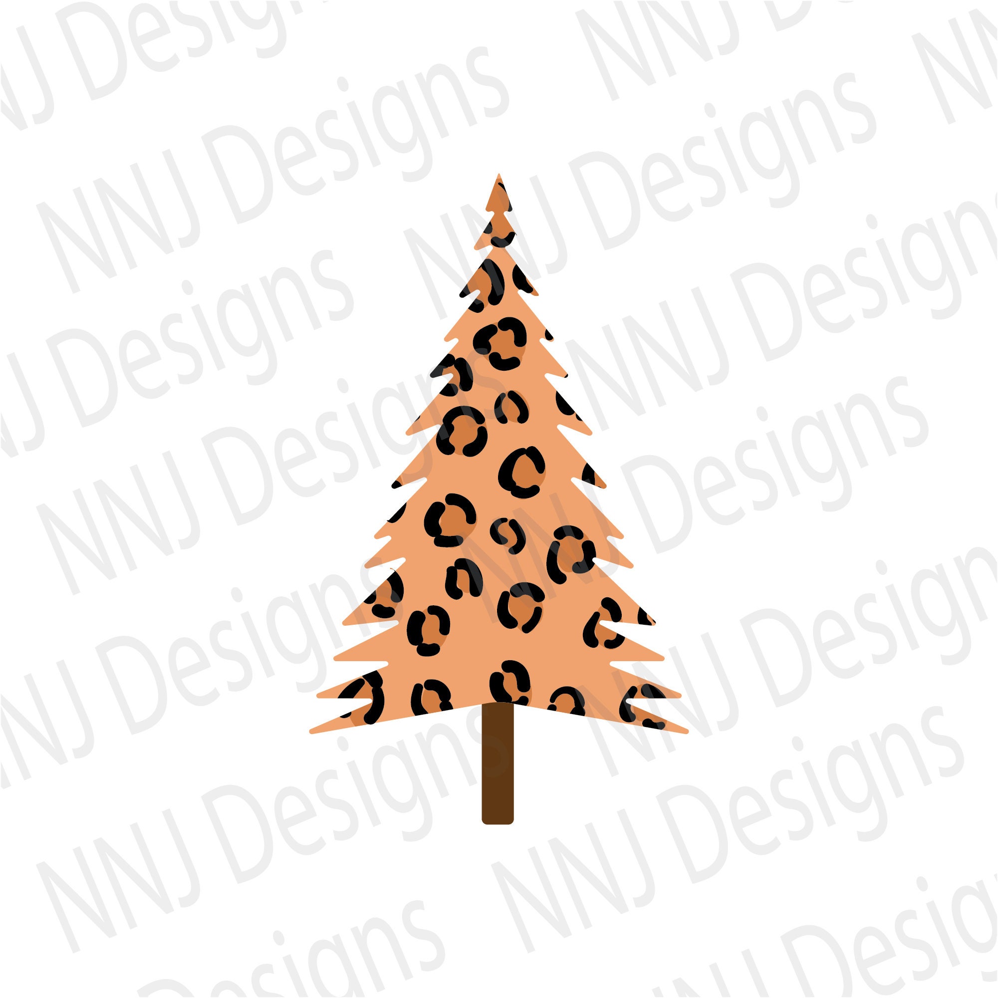 Leopard Christmas Tree SVG Merry Christmas Clip Art | Etsy