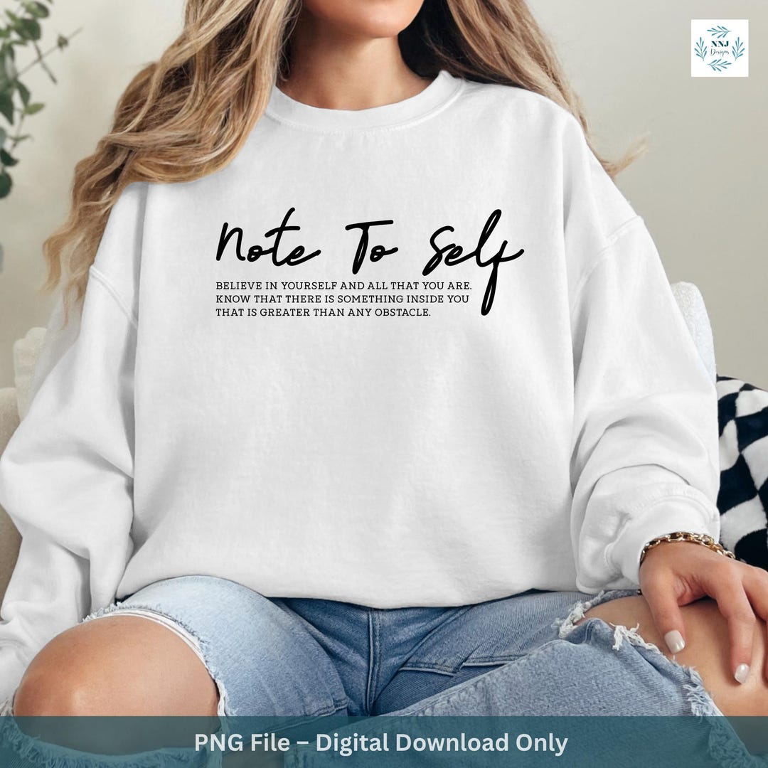 Note to Self SVG Motivational Sublimation Positive Inspirational Quotes ...