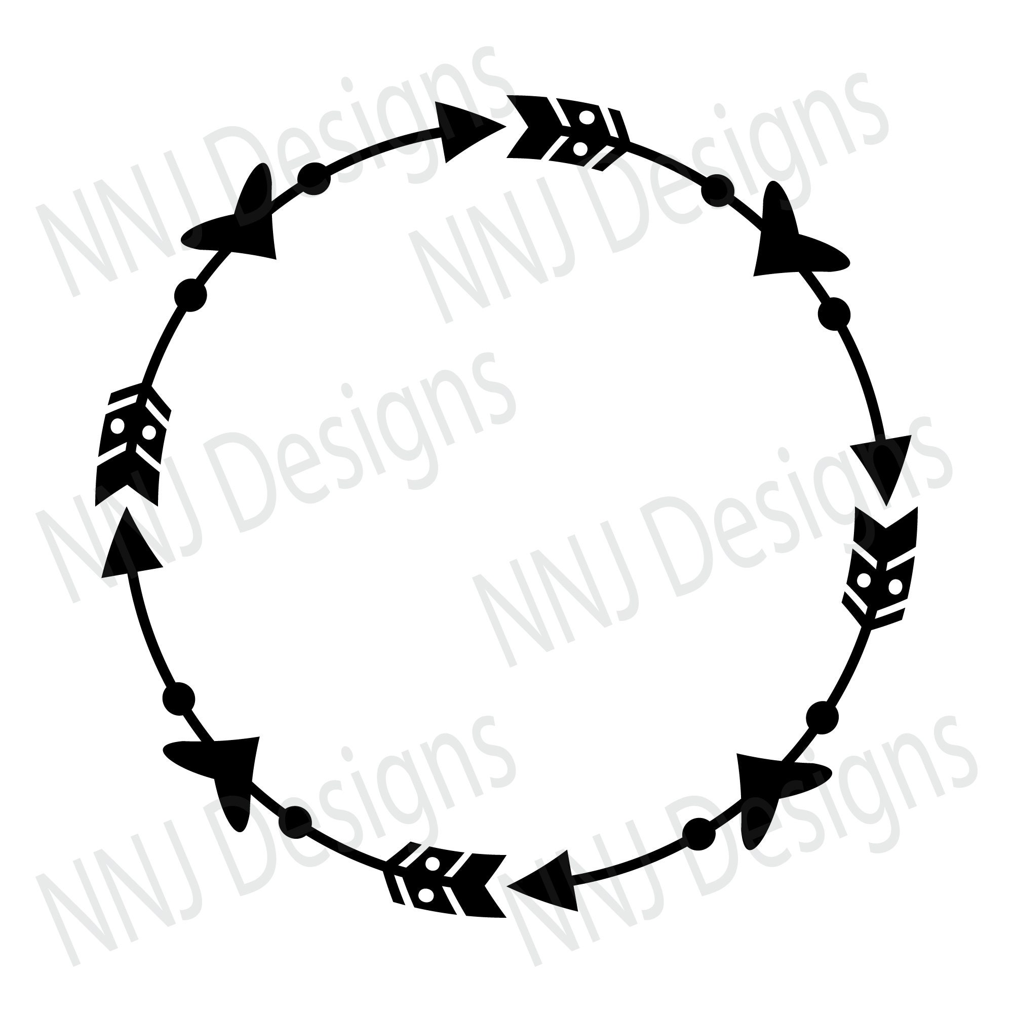 Circle Arrow SVG Heart Wreath Round Monogram Frame Silhouette - Etsy