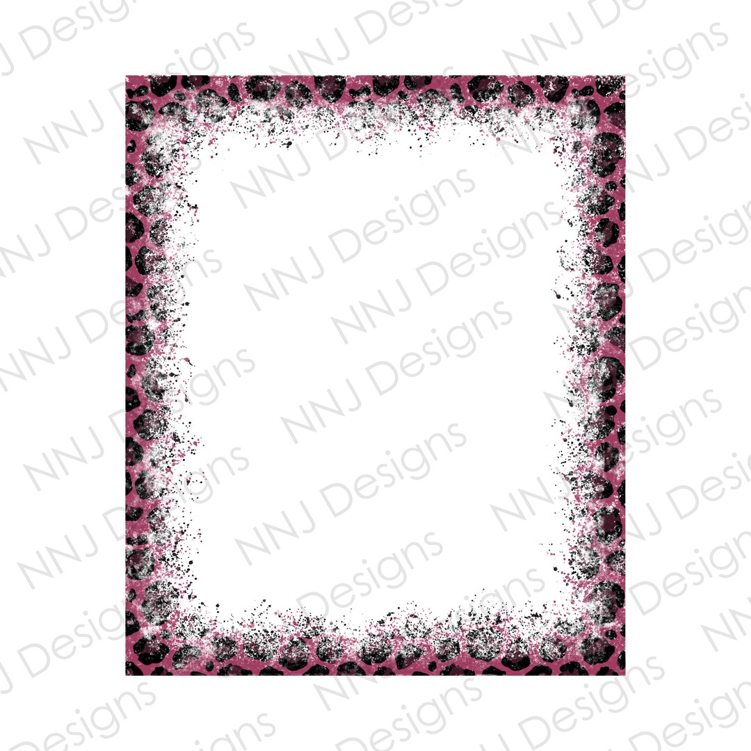 Leopard Print Splatter Rectangle Frame PNG Sublimation Designs Pink ...