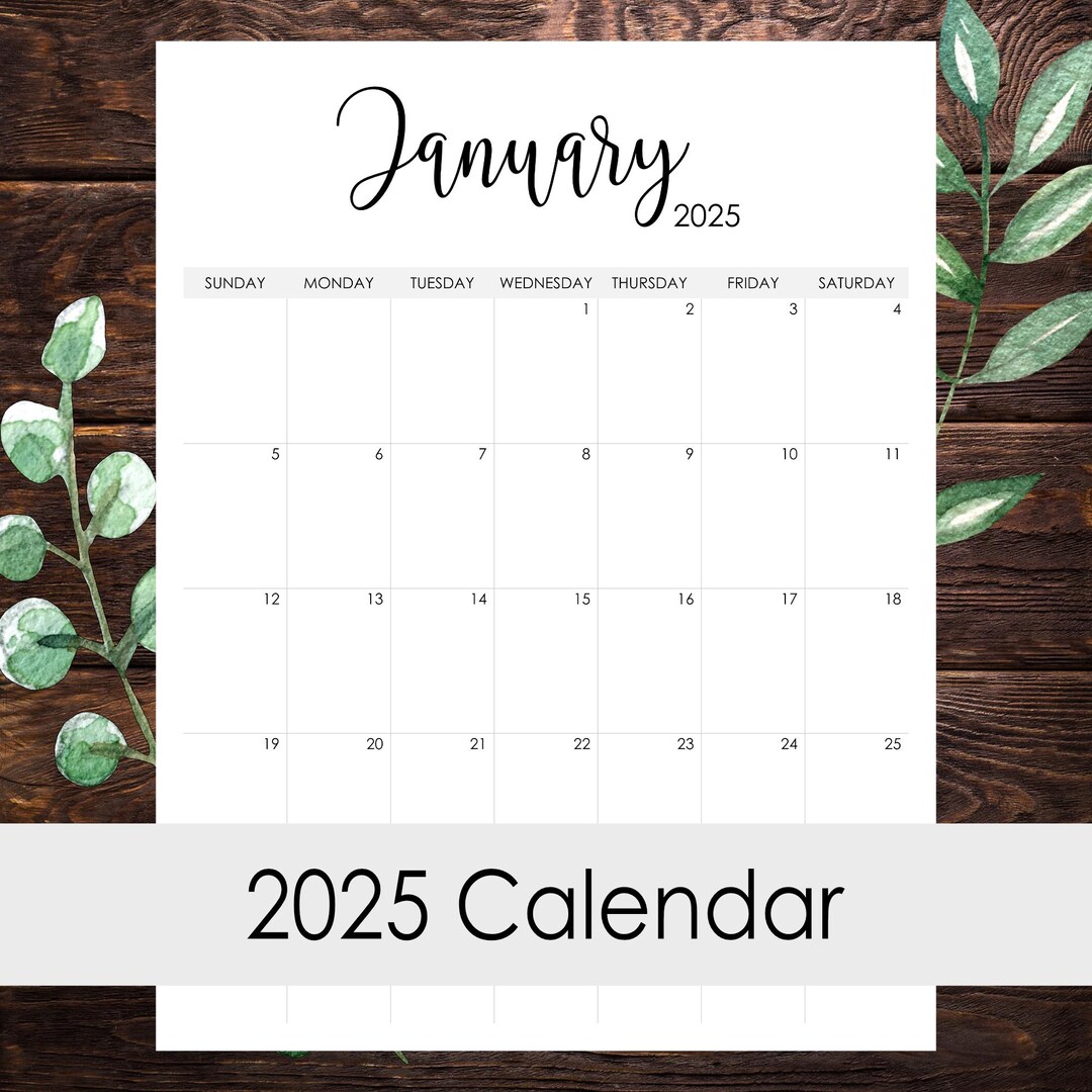 2025 Calendar Printable 12 Months Vertical Layout Desk Wall Art ...