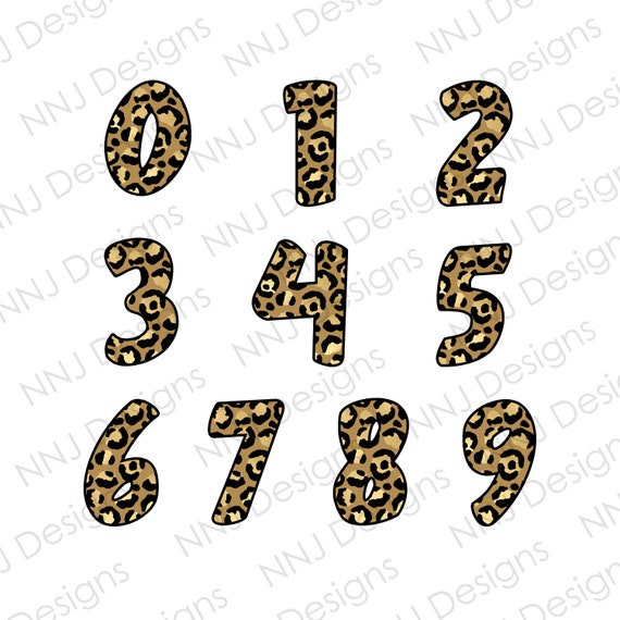 Leopard Numbers PNG 0-9 Sublimation Designs Graphic Digital | Etsy
