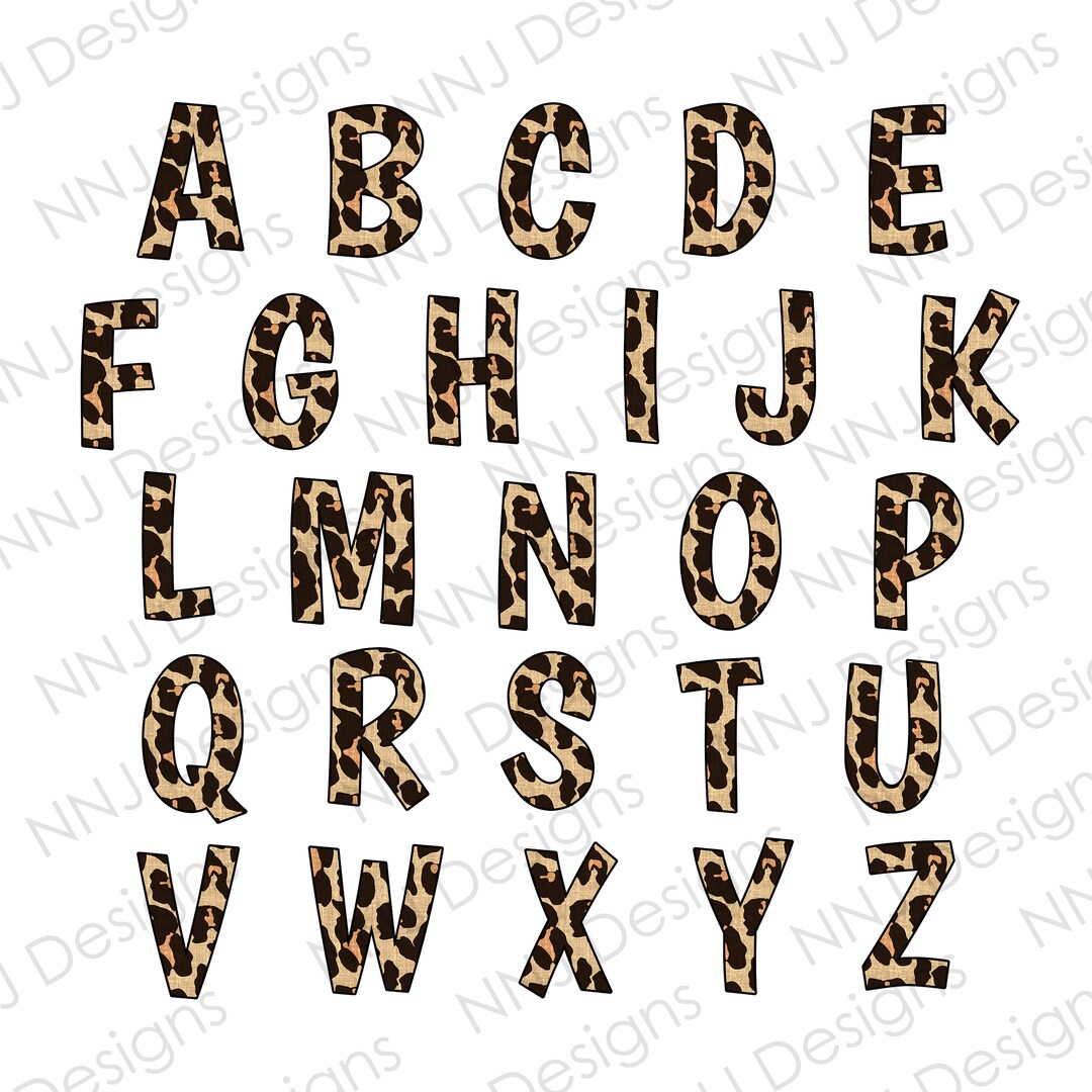 Leopard Alphabet PNG Cheetah Letter Sublimation Designs 26 Capital ...