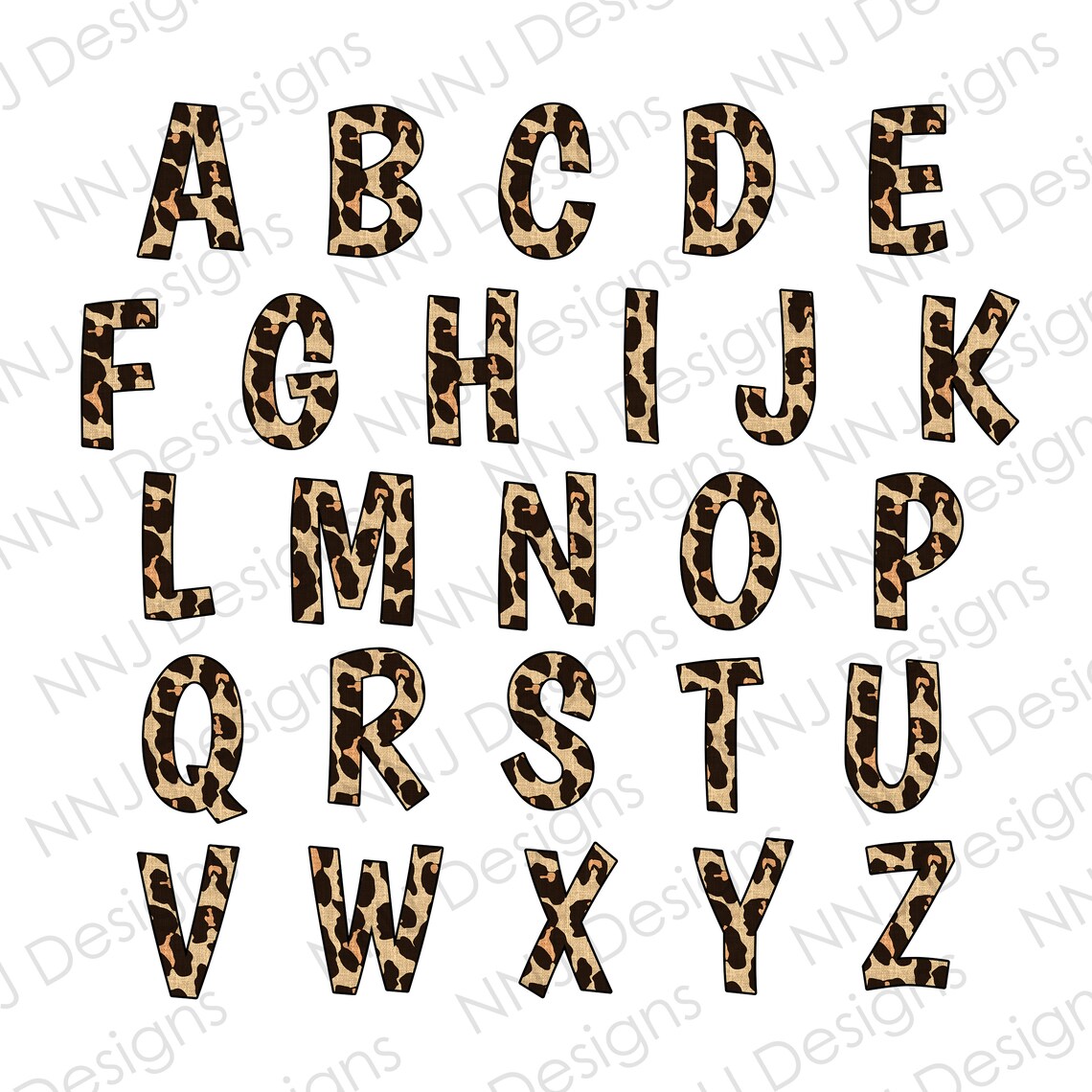 Leopard Alphabet PNG Cheetah Letter Sublimation Designs 26 - Etsy