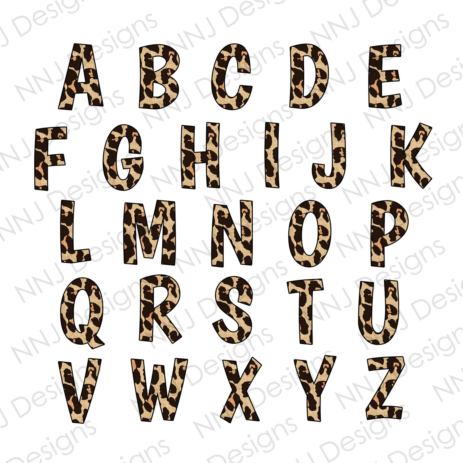 Leopard Alphabet PNG Cheetah Letter Sublimation Designs 26 - Etsy