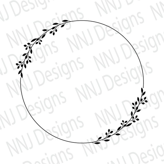 Laurel Leaf Wreath SVG Circle Leaves Frame Round Monogram Cut | Etsy