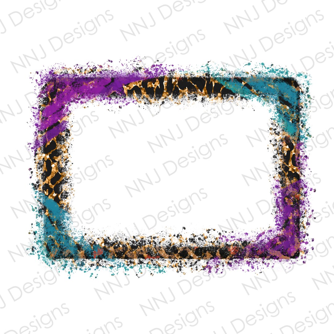 Leopard Paint Splatter Frame PNG: Distressed Sublimation Design ...