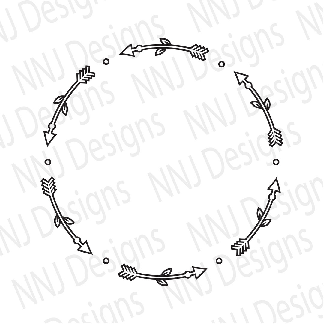 Circle Arrow Outline Wreath SVG Round Monogram Frame Silhouette Cricut ...