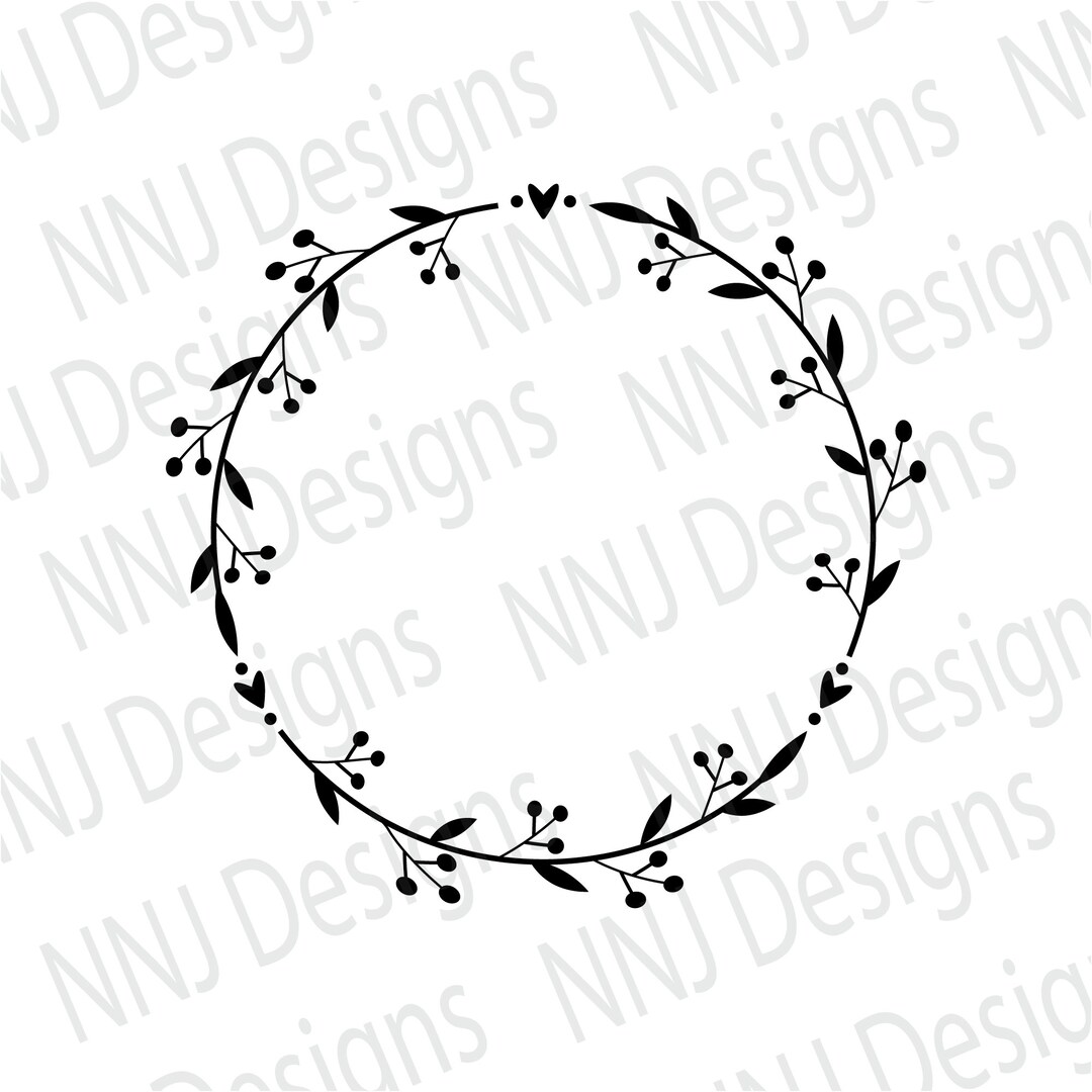 Laurel Leaf Wreath SVG Circle Leaves Frame Round Monogram Heart Cut ...
