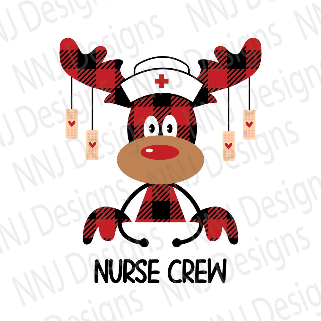 Buffalo Plaid Nurse Moose SVG: Christmas Shirt Design (digital Download ...