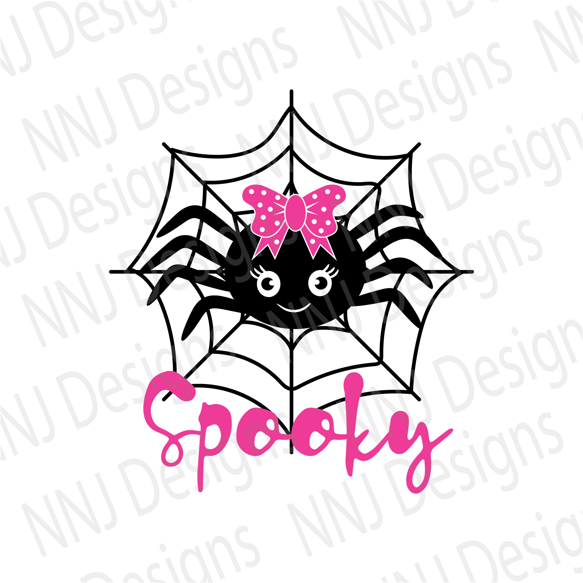 Spooky Spider Web SVG Girl Spider with Bow Happy Halloween | Etsy