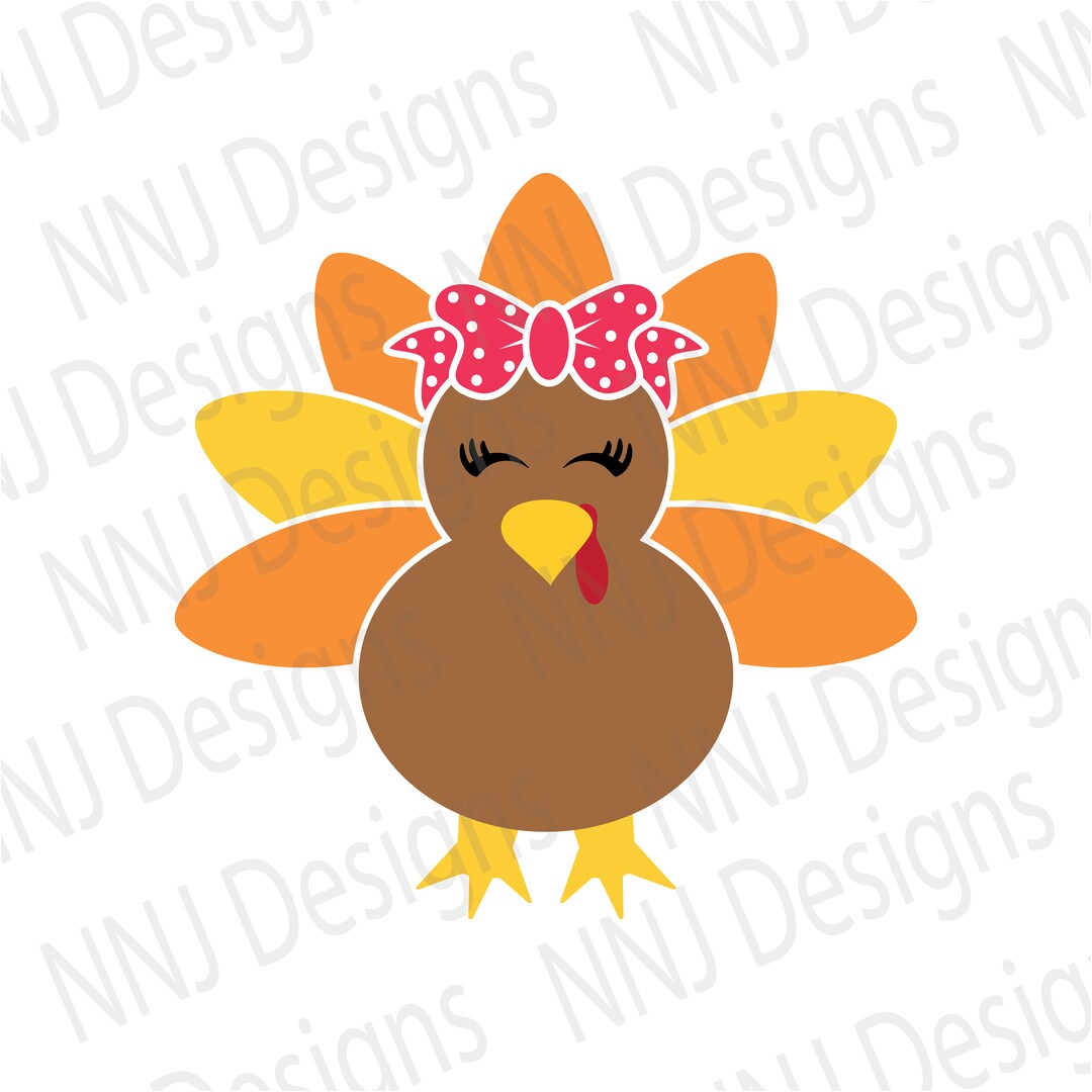 Turkey Girl With Bow SVG, Girl Turkey Svg, Girls Thanksgiving Svg, Cute ...