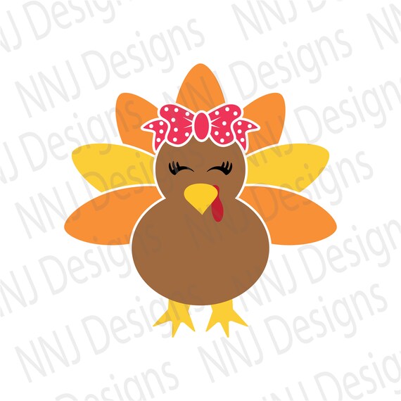 Turkey Girl With Bow SVG Girl Turkey Svg Girls Thanksgiving | Etsy